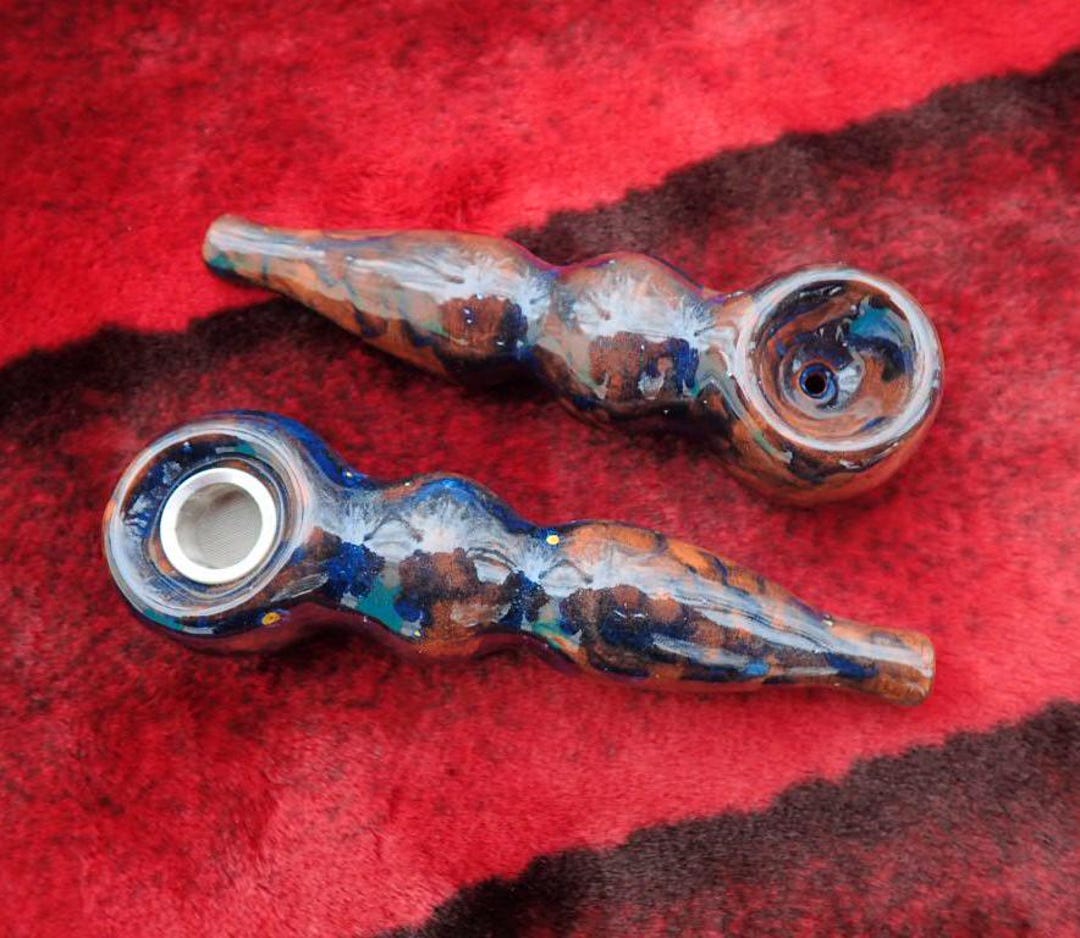 Elegant Blue Marble Pocket Pipe Set: Elegantly Designed Smoking Duo Kit ...