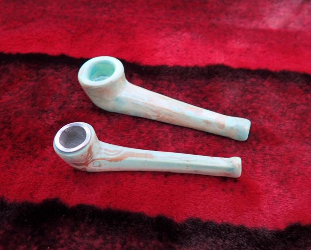 Compact Marbled Green Pocket Pipes Set: Handcrafted Smoker's Duo ...