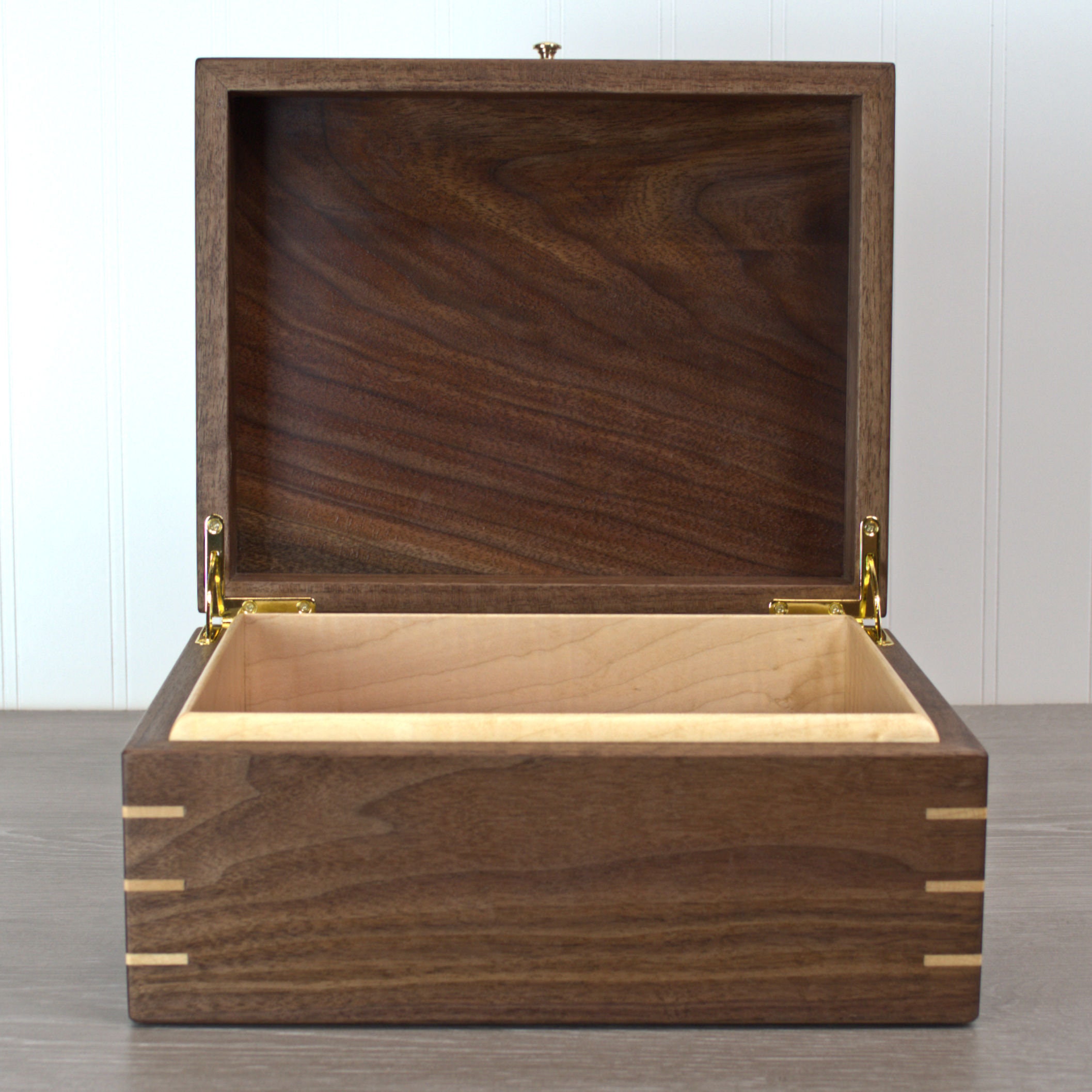 Black Walnut Keepsake Box, Curly Maple Liner, Felt Bottom - Etsy