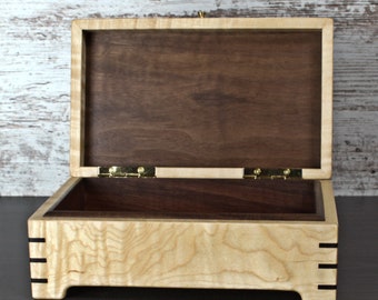 Jewelry Box 5 Drawer Walnut and Curly Maple - Etsy