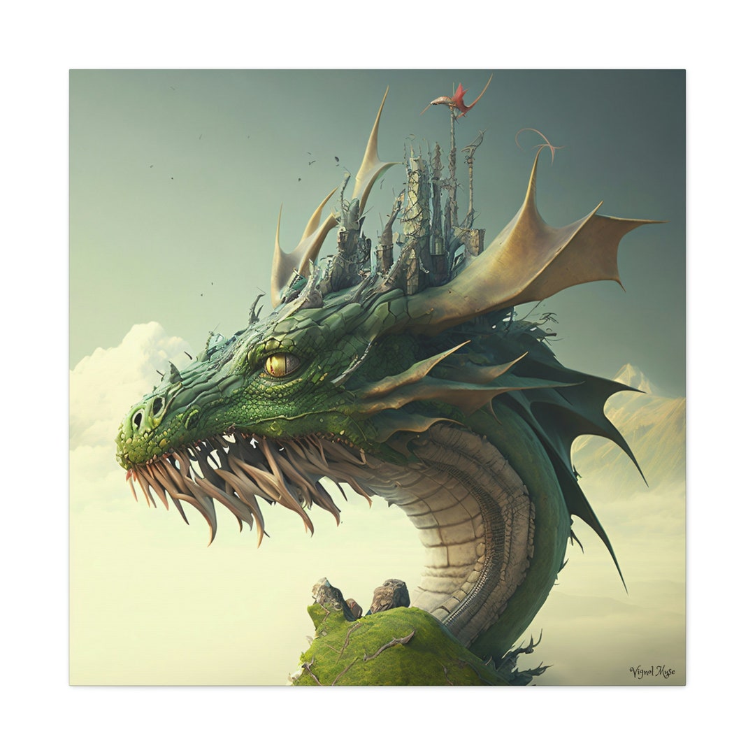 Dragon Surrealism Art Canvas Gallery Wrap Premium - Etsy