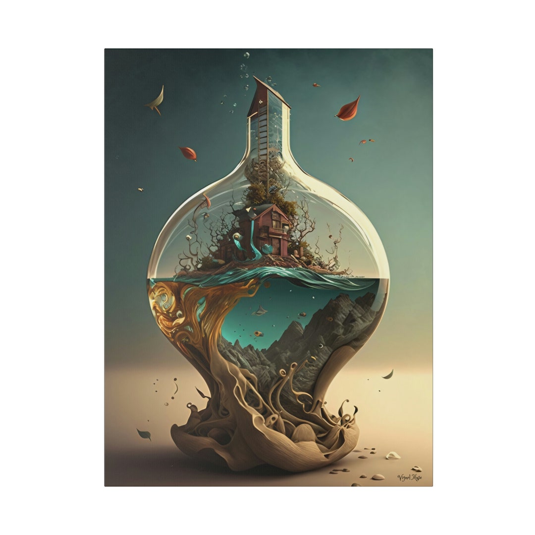 Surrealism Art erlenmeyer Flask ready to Hang - Etsy