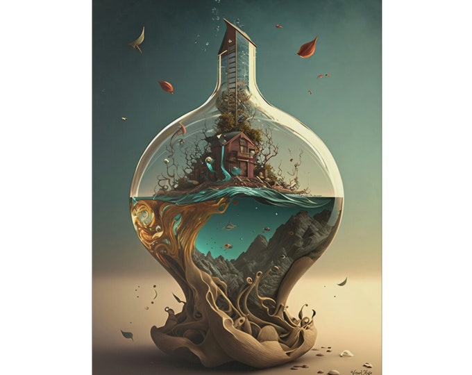 Surrealism Art erlenmeyer Flask ready to Hang Canvas , Incredible ...