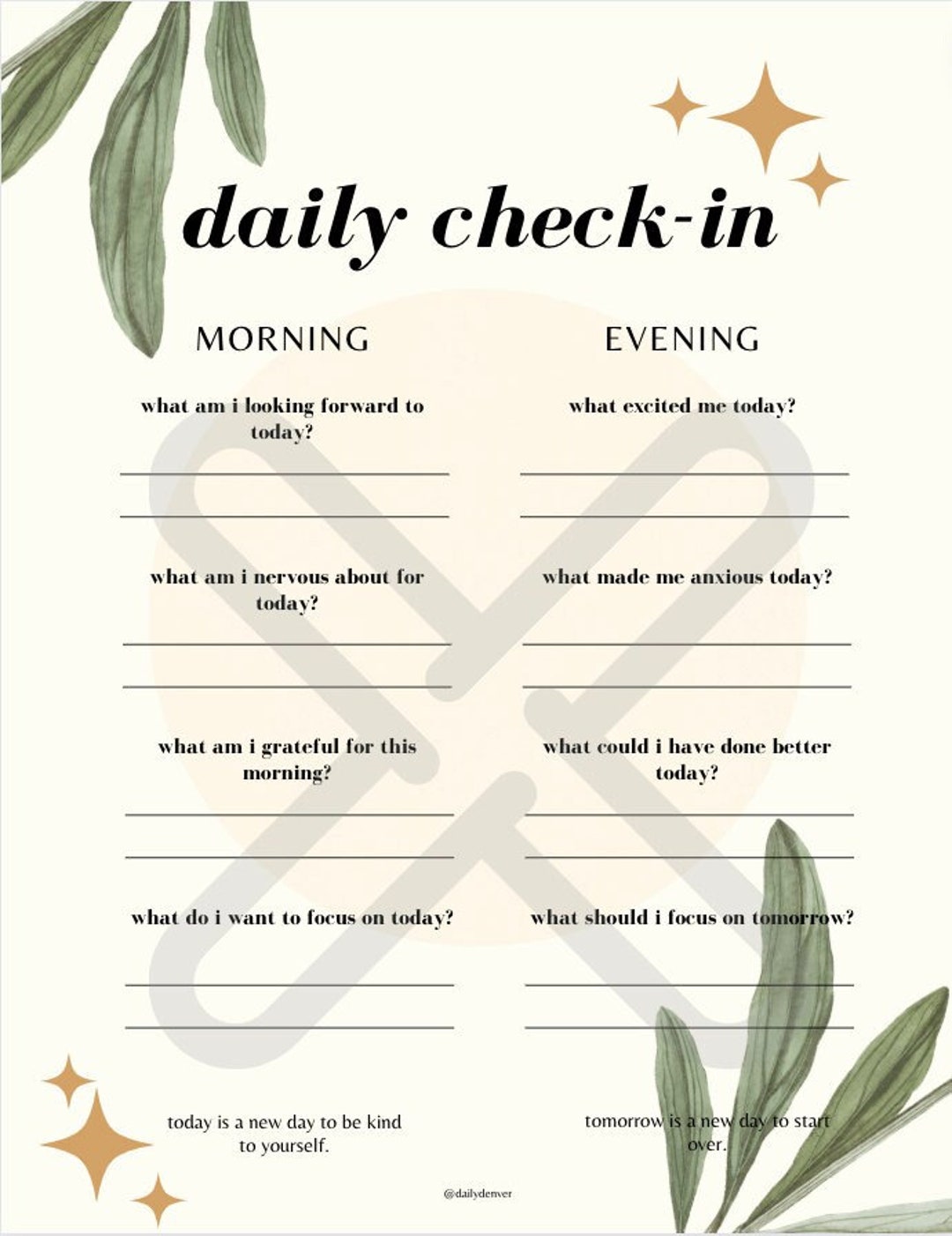 Daily Self Check-in Assessment - Etsy