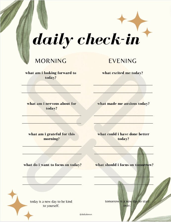 Daily Self Check-in Assessment - Etsy