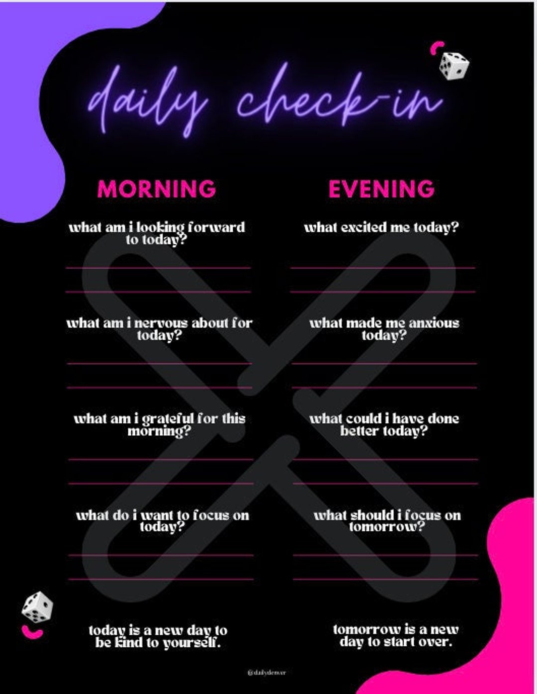 Daily Self-check in Reflection - Etsy
