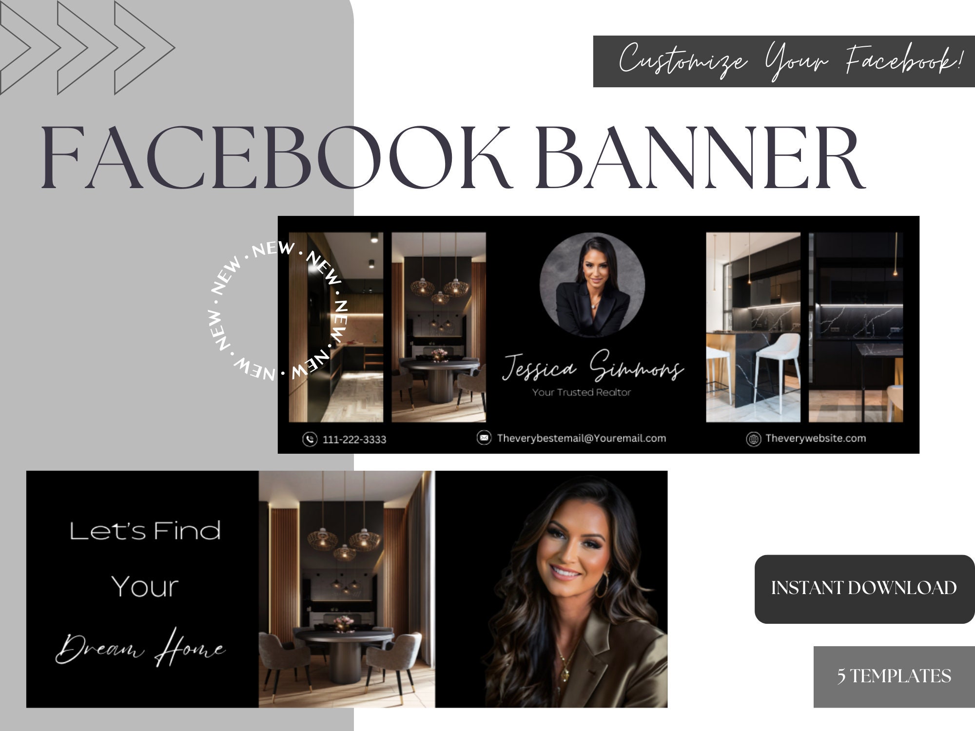 Luxury Real Estate Facebook Cover | Modern Real Estate Template | Black ...