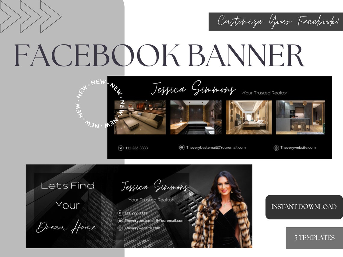 Luxury Real Estate Facebook Cover | Modern Real Estate Template | Black ...