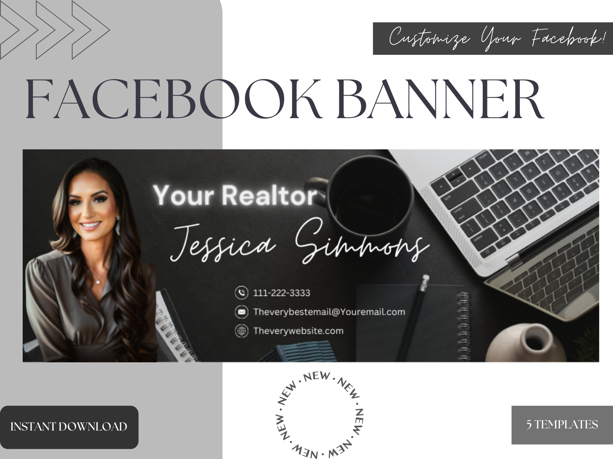 Luxury Real Estate Facebook Cover | Modern Real Estate Template | Black ...
