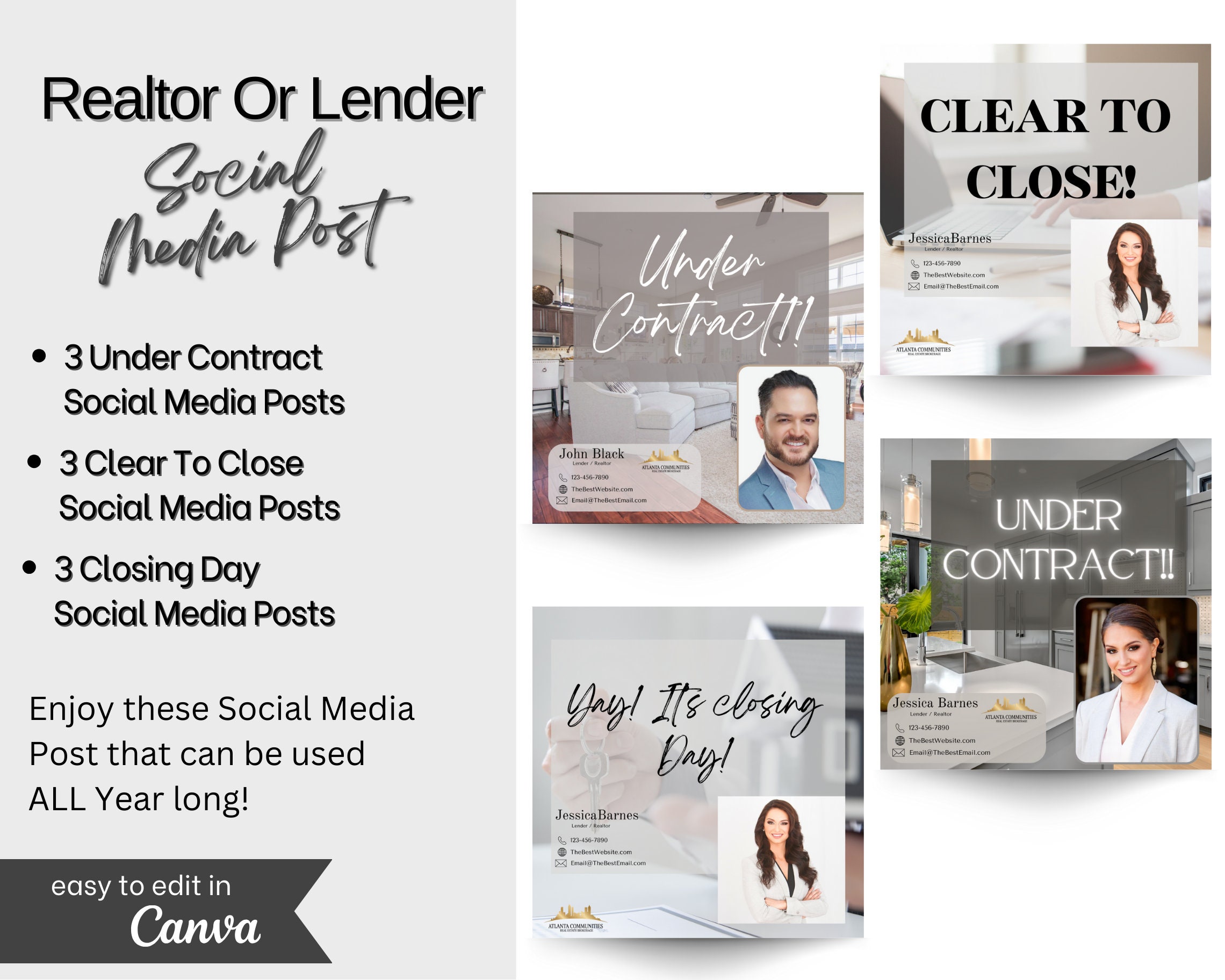 Realtor Social Media Post | Lender Social Media Post | Canva Template ...