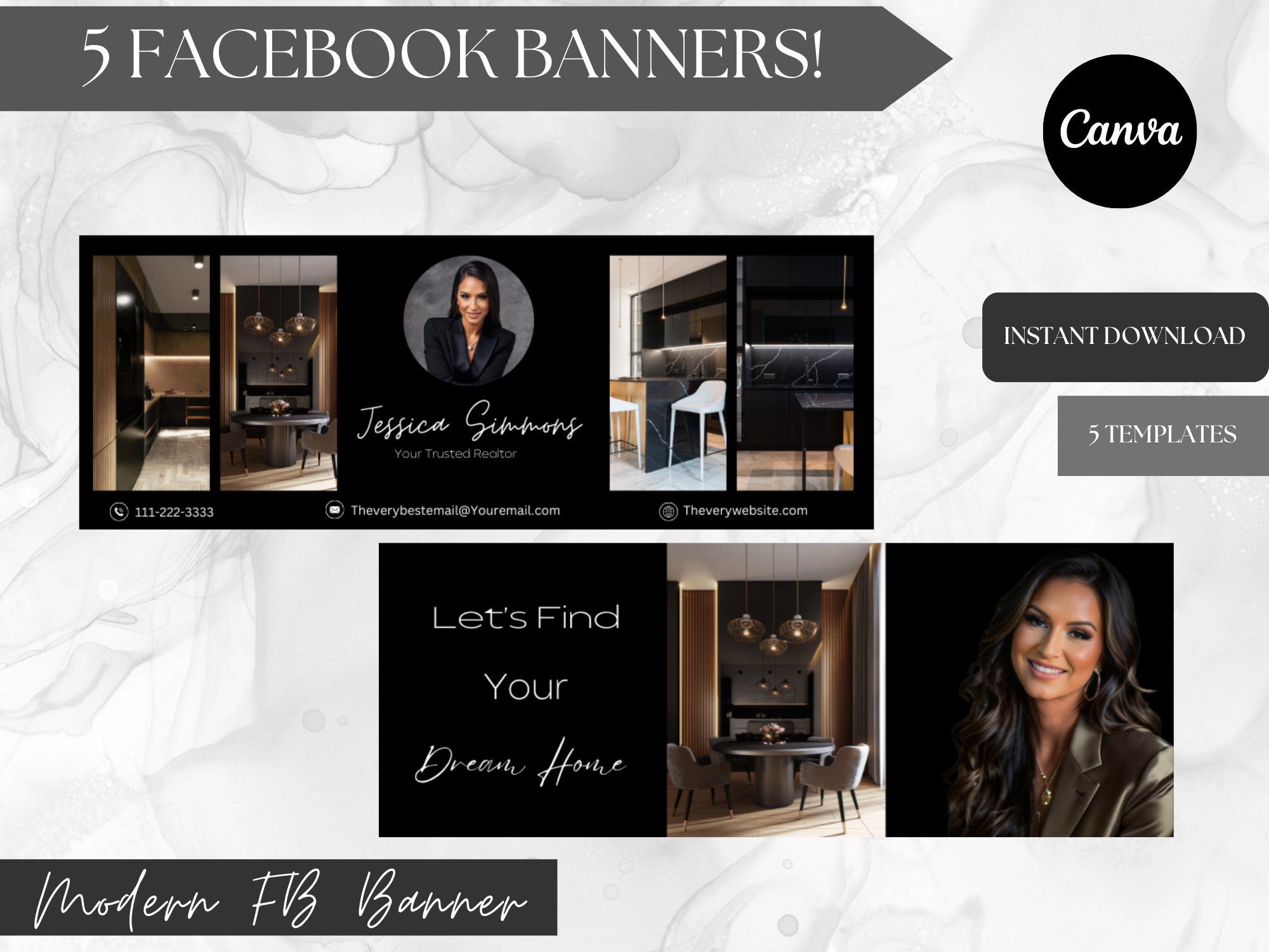 Luxury Real Estate Facebook Cover | Modern Real Estate Template | Black ...