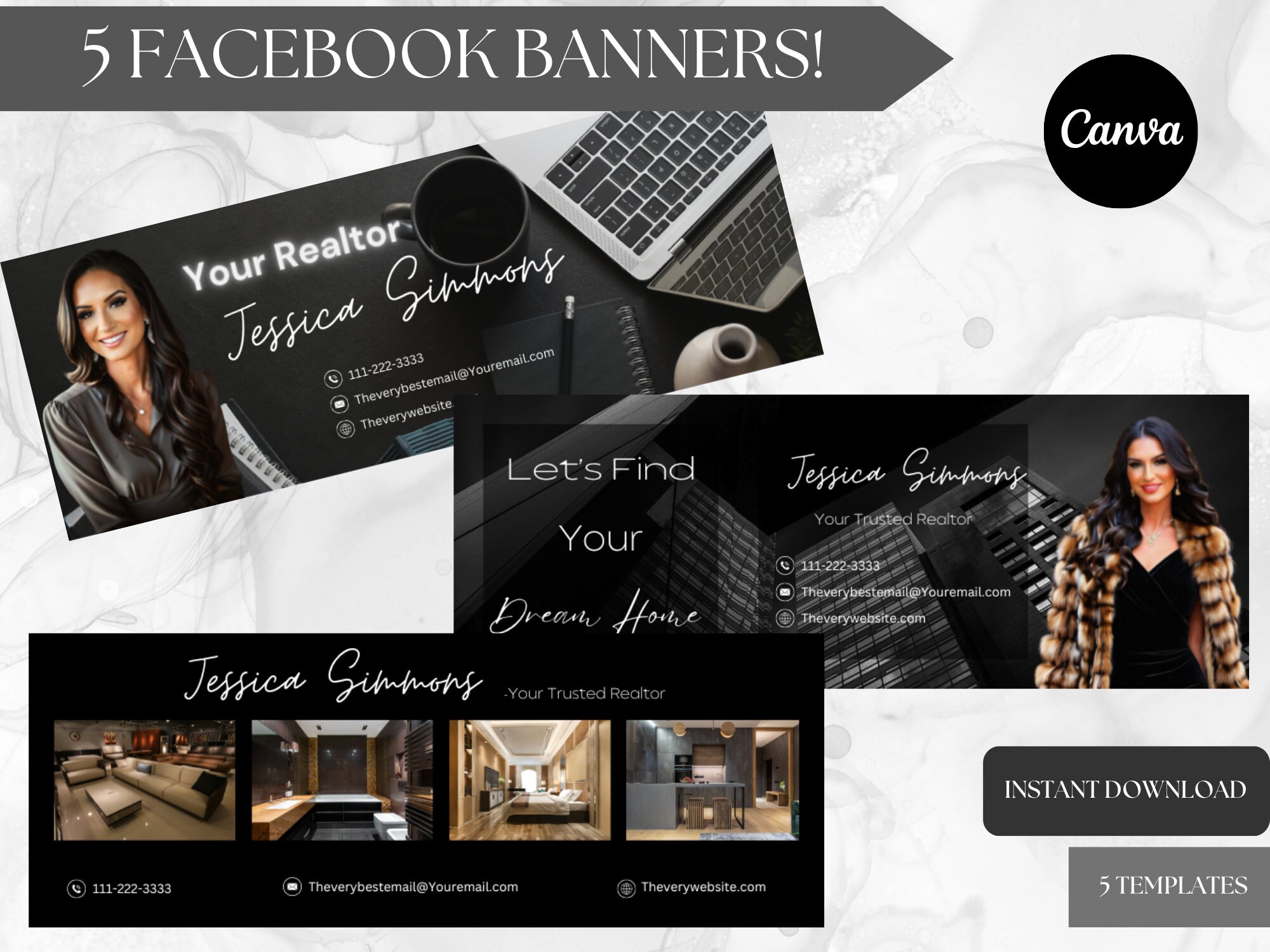 Luxury Real Estate Facebook Cover | Modern Real Estate Template | Black ...