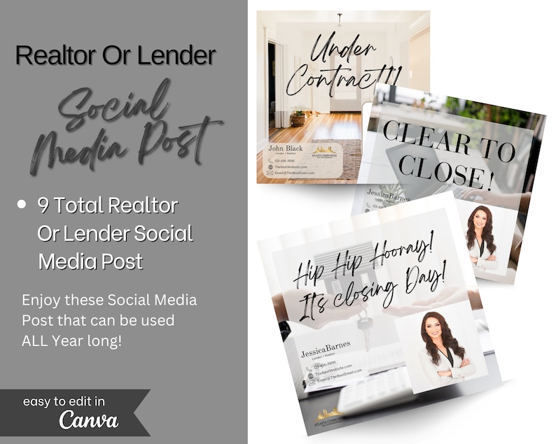 Realtor Social Media Post | Lender Social Media Post | Canva Template ...