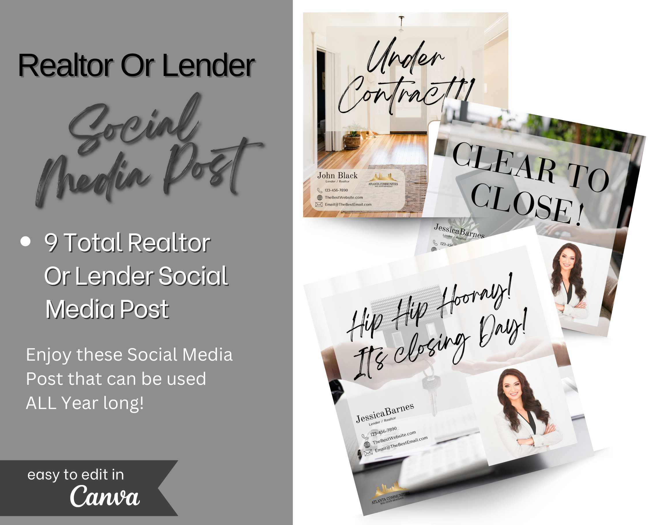 Realtor Social Media Post | Lender Social Media Post | Canva Template ...