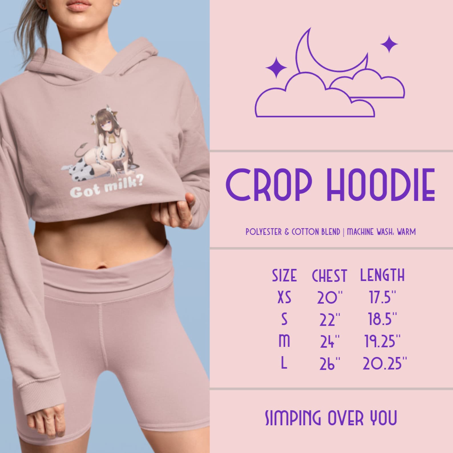 Lewd Hucow Anime Girl Printed Crop Hoodies Men Women Fashion - Etsy