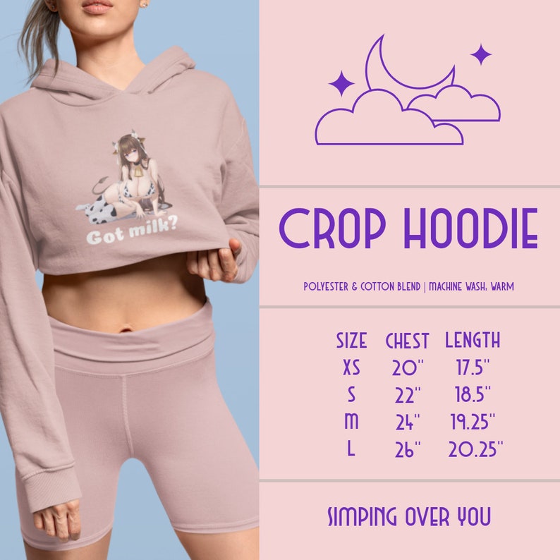 Lewd Hucow Anime Girl Printed Crop Hoodies Men Women Fashion - Etsy