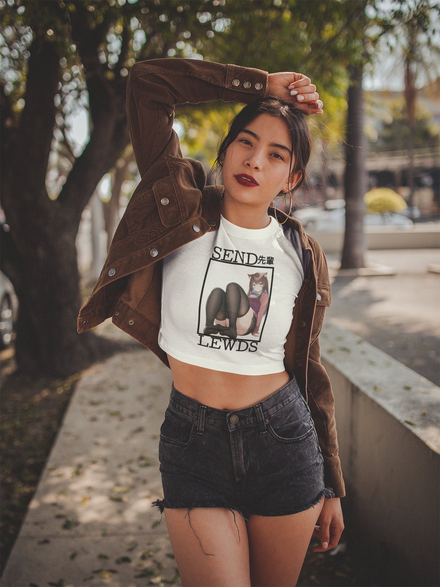 Lewd Anime Cat Girl Crop Top Anime Apparel Lewd Gamer T Shirt Weeb
