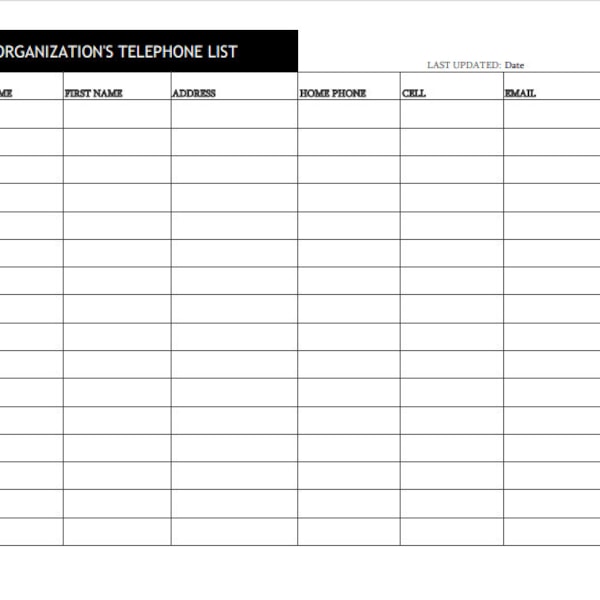 Phone List Template - Etsy