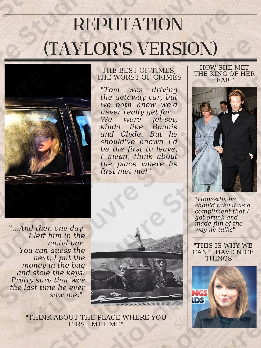 Taylor Swift Reputation Poster Newspaper Poster Digital - Etsy