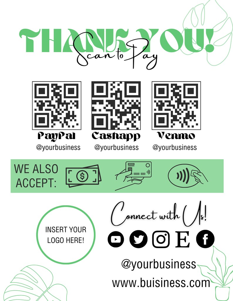 Editable & Printable Scan to Pay Template, QR Code Template, Printable ...