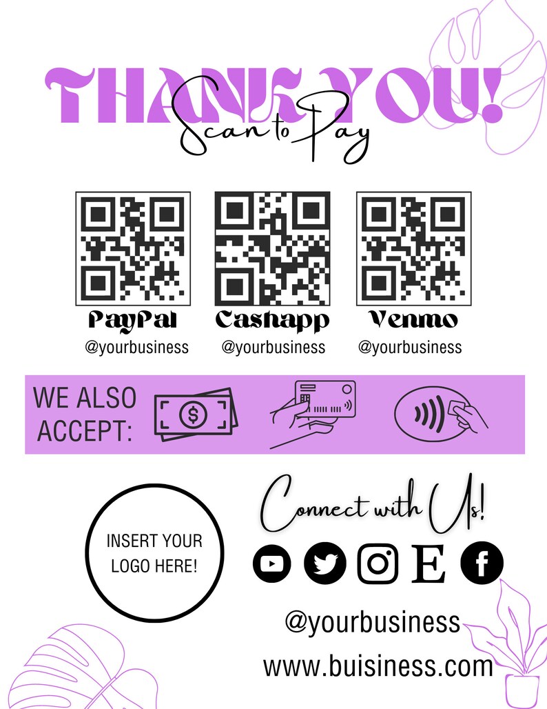 Editable & Printable Scan to Pay Template, QR Code Template, Printable ...