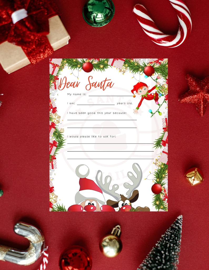 Letter to Santa PRINTABLE / Kids Letter to Santa / Santa Letter ...