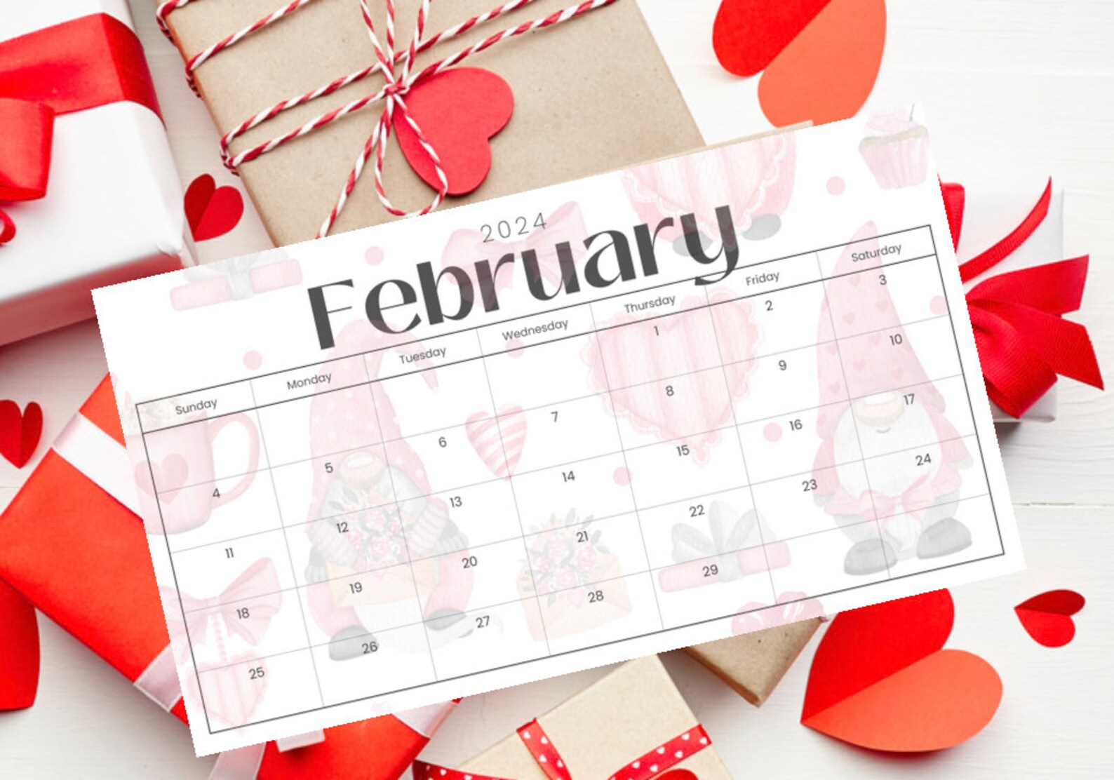 Editable February 2024 Calendar, February Calendar, Printable, Pdf ...