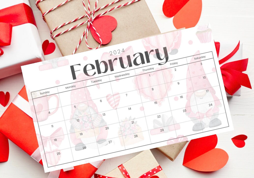 Editable February 2024 Calendar, February Calendar, Printable, Pdf ...