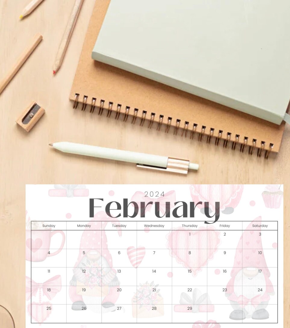 Editable February 2024 Calendar, February Calendar, Printable, Pdf ...