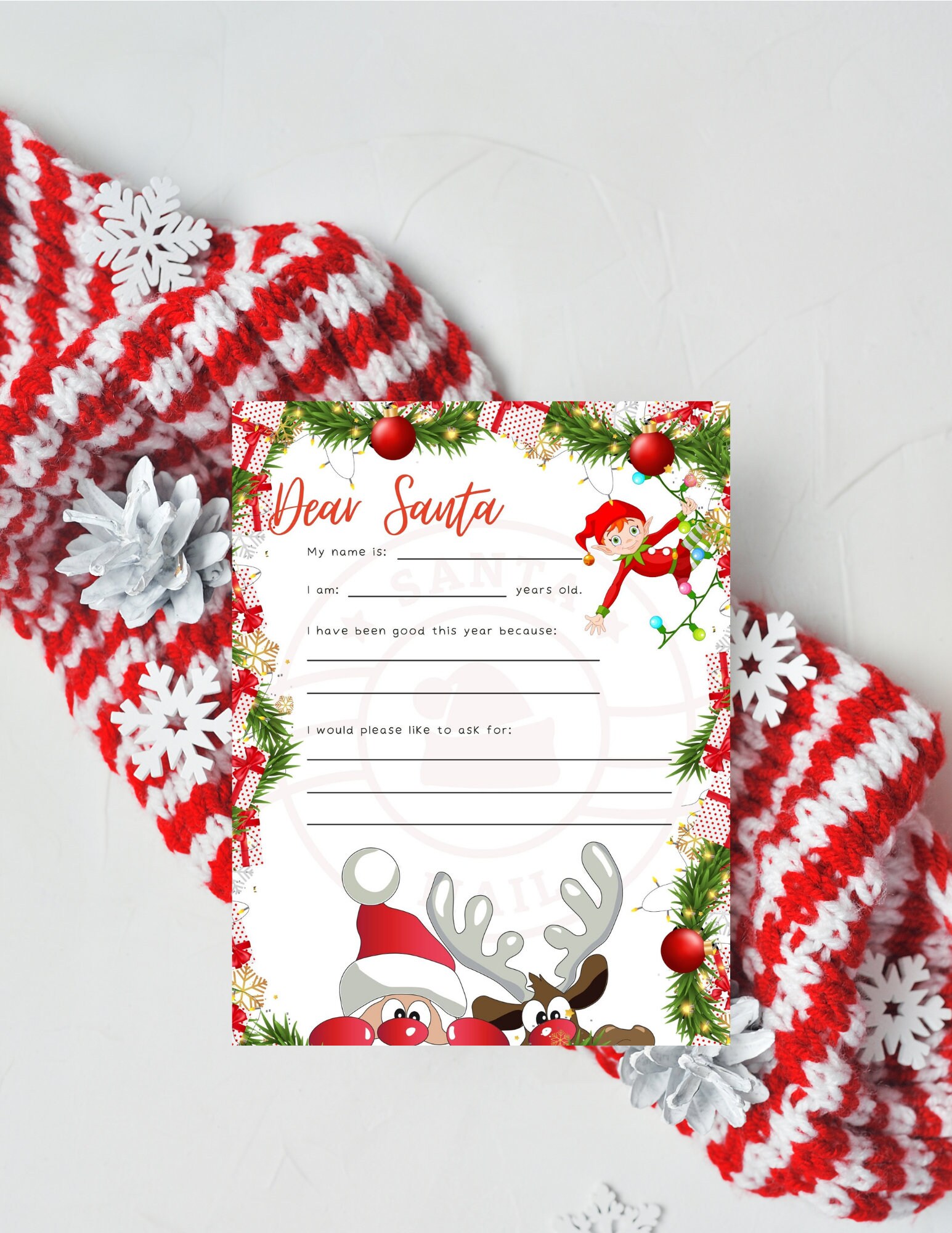 Letter to Santa PRINTABLE / Kids Letter to Santa / Santa Letter ...