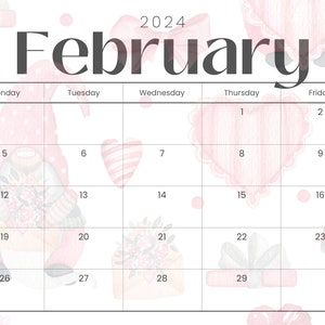 Editable February 2024 Calendar, February Calendar, Printable, Pdf ...