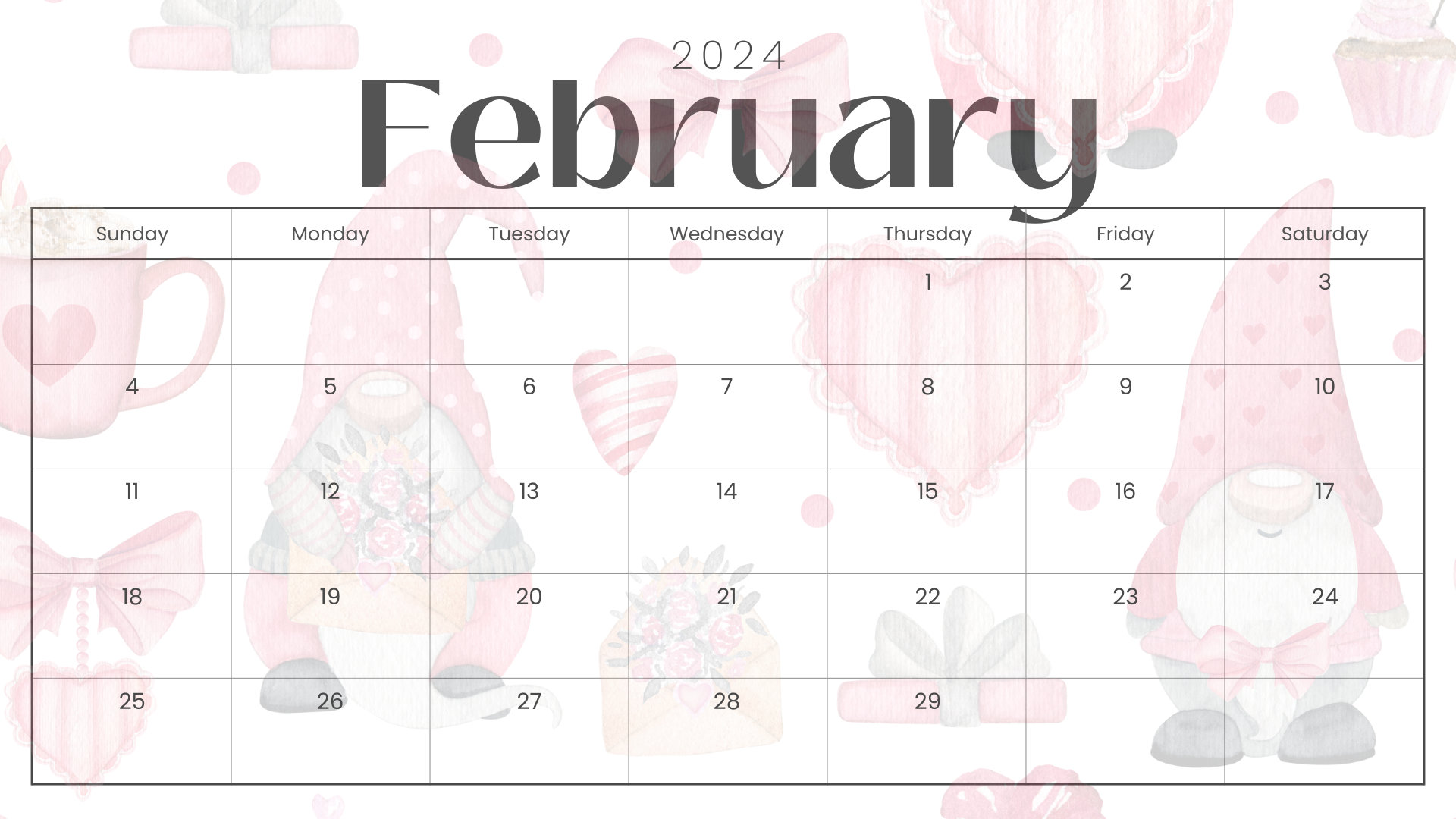 Editable February 2024 Calendar, February Calendar, Printable, Pdf ...