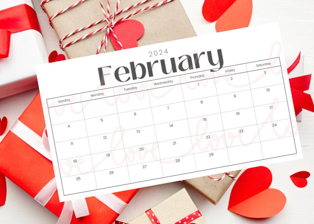 February 2024 Calendar, February Calendar, Printable, Pdf, Digital ...