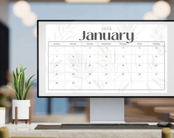 January 2024 Blank Calendar Horizontal Printable Calendar Instant ...