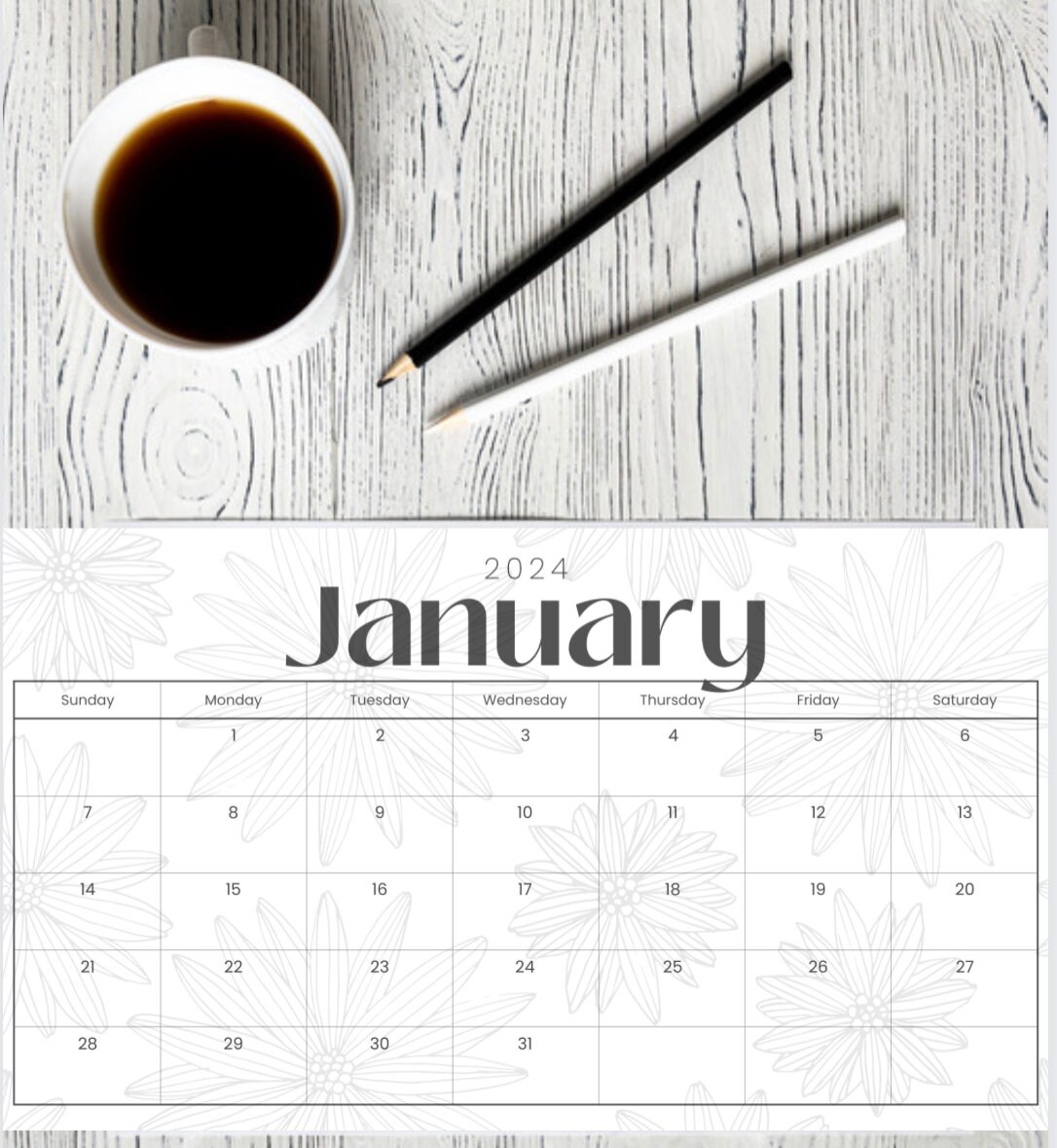 January 2024 Calendar, January Calendar, Printable, Pdf, Digital ...