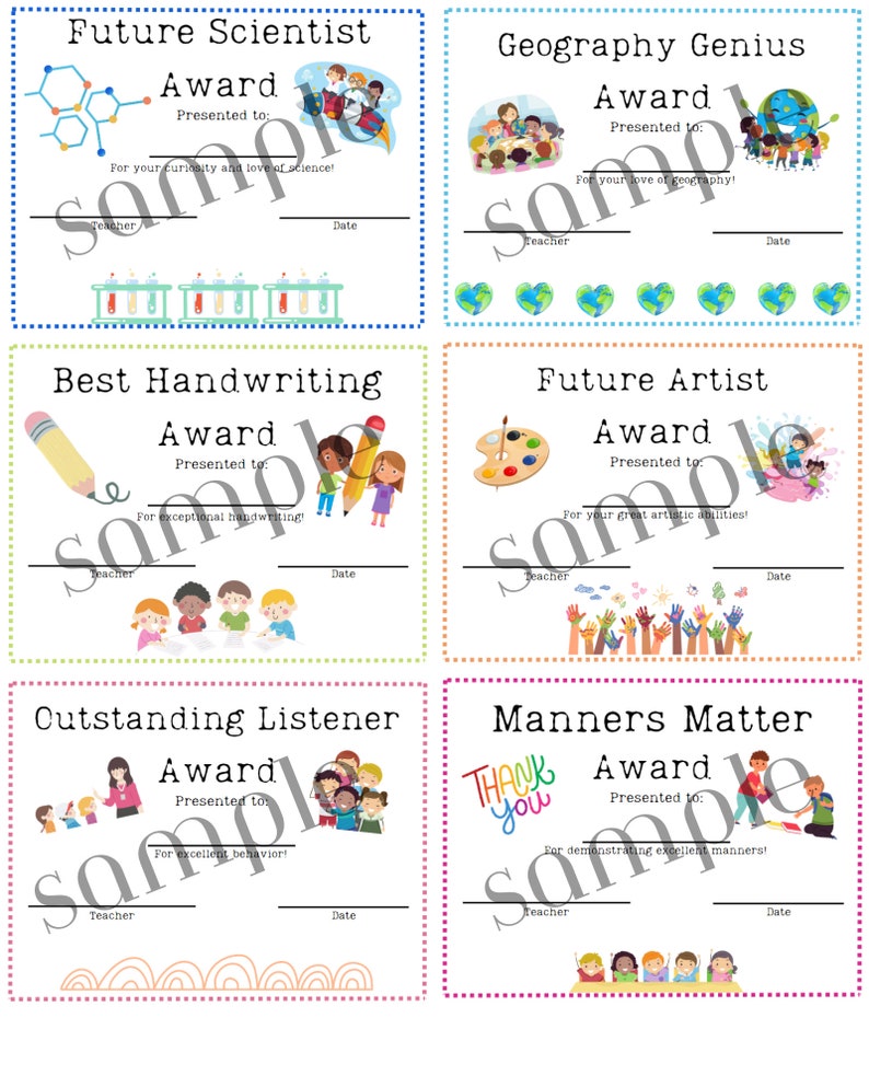 26 Class Award Certificates - Elementary - Etsy