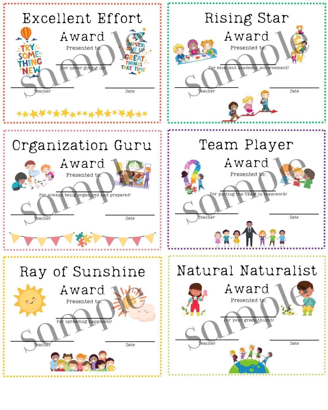 26 Class Award Certificates - Elementary - Etsy