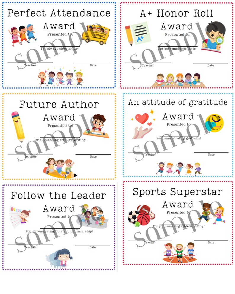 26 Class Award Certificates - Elementary - Etsy