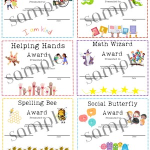 26 Class Award Certificates - Elementary - Etsy