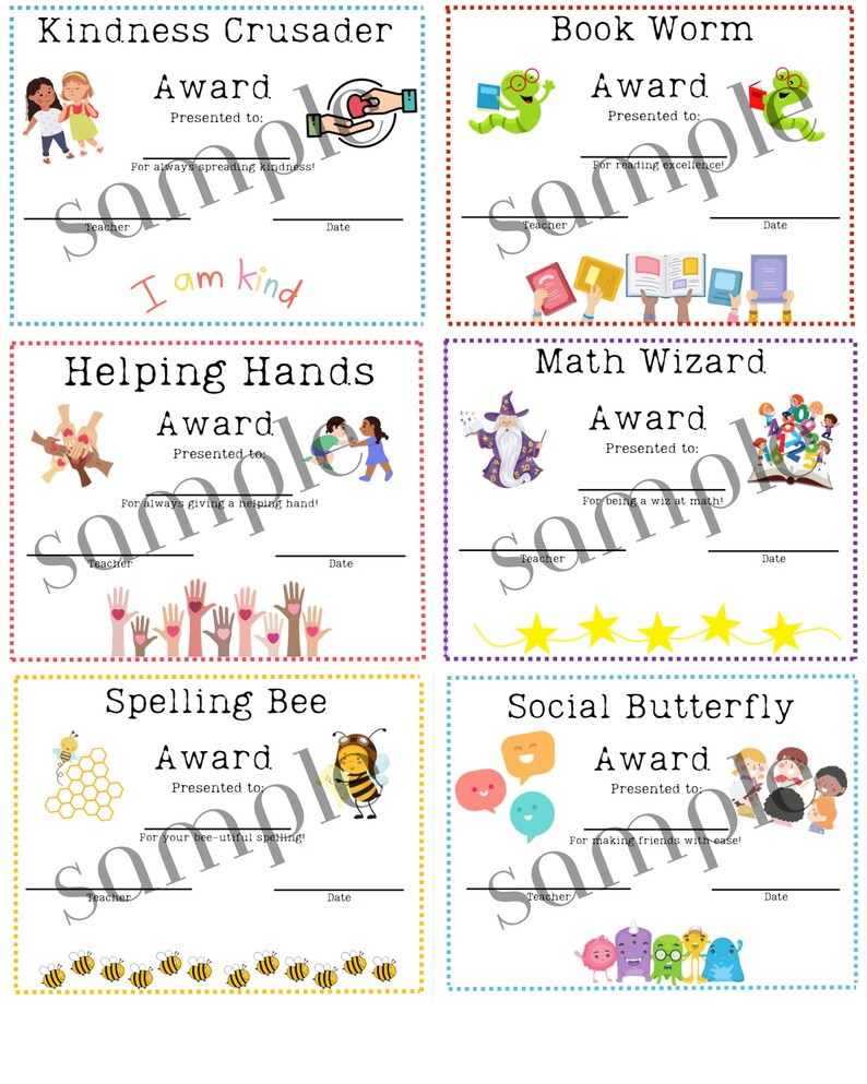 26 Class Award Certificates - Elementary - Etsy