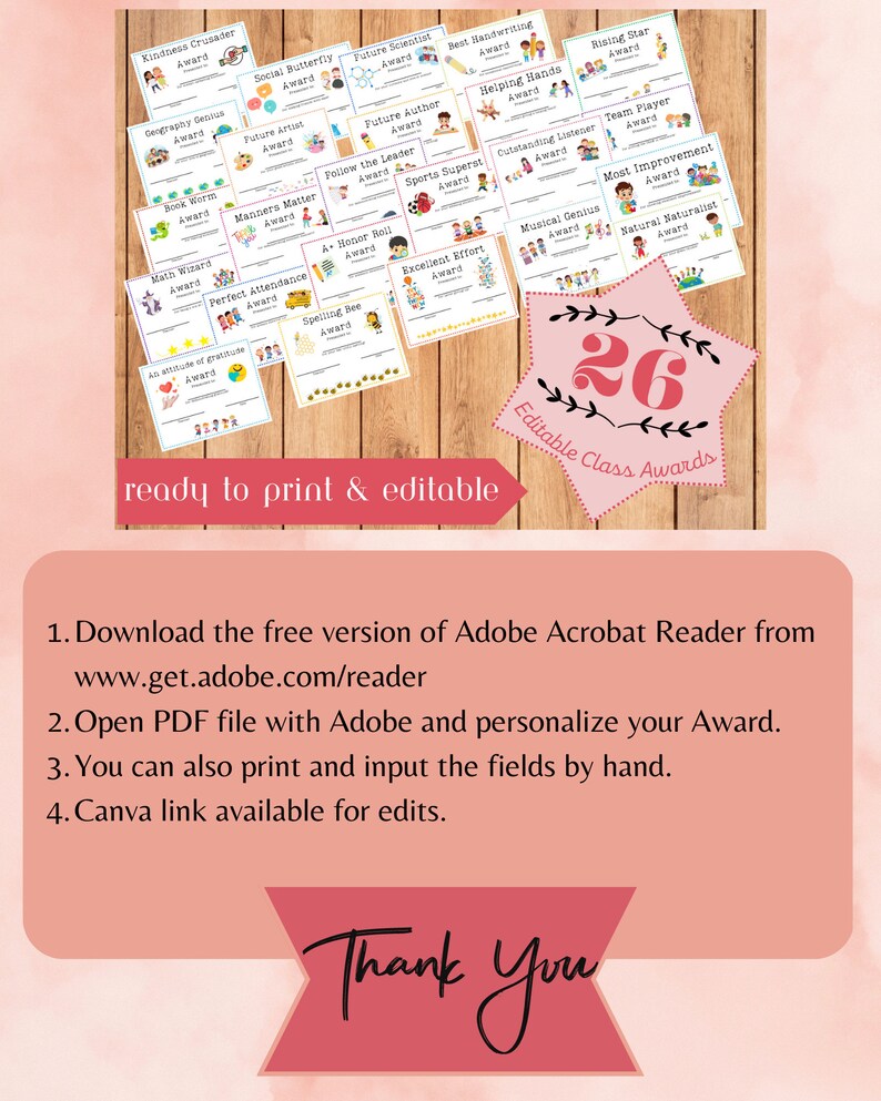 26 Class Award Certificates - Elementary - Etsy