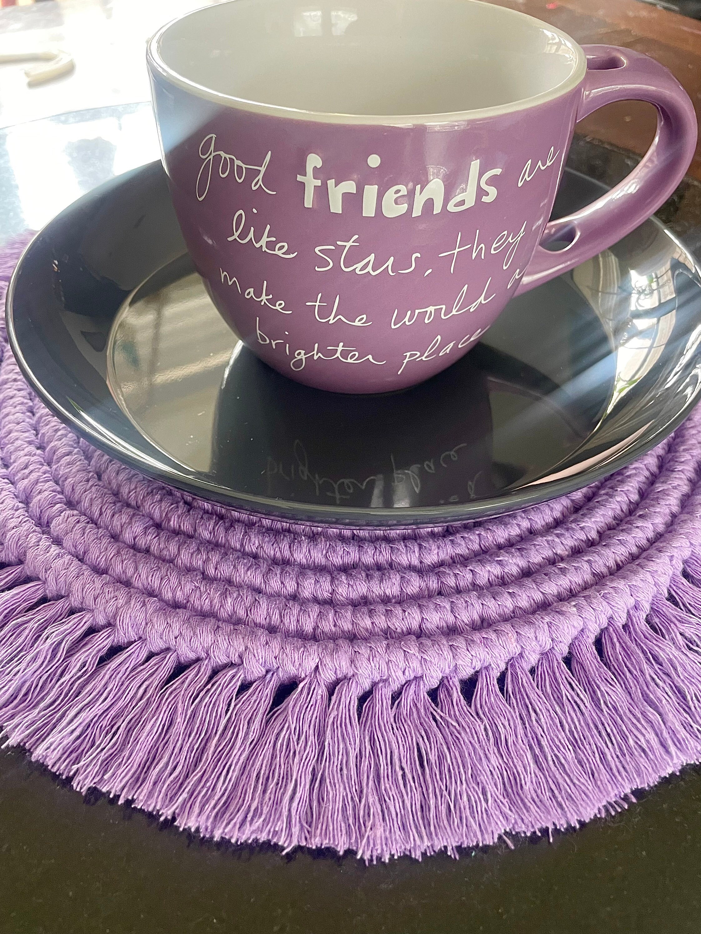 13" Round Macrame Table Placemat - Etsy