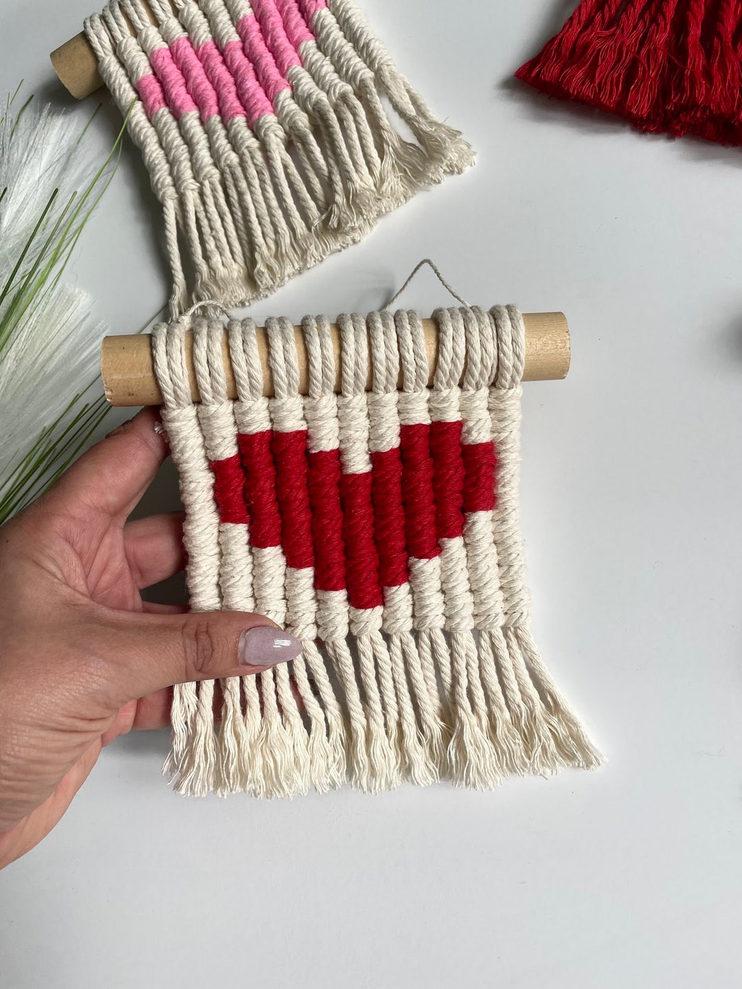Mini Pixel Heart Macrame Wall Hanging - Etsy