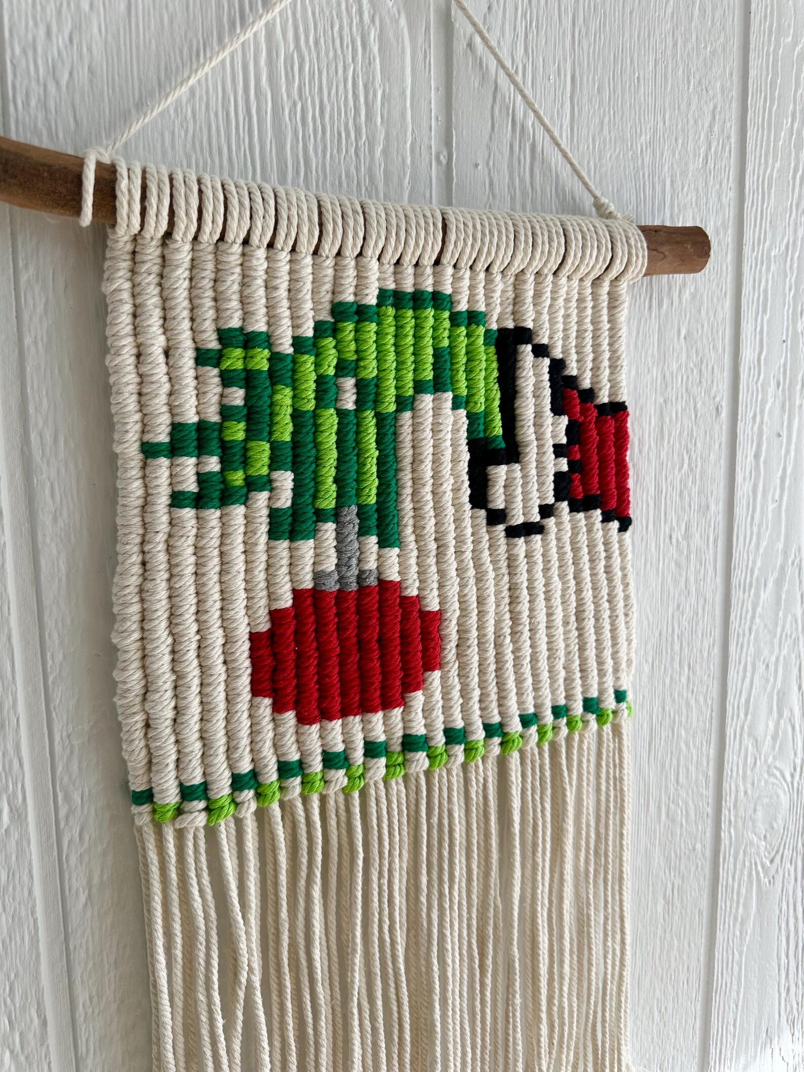 The Grinch Christmas Macrame Pixel Wall Hanging - Etsy