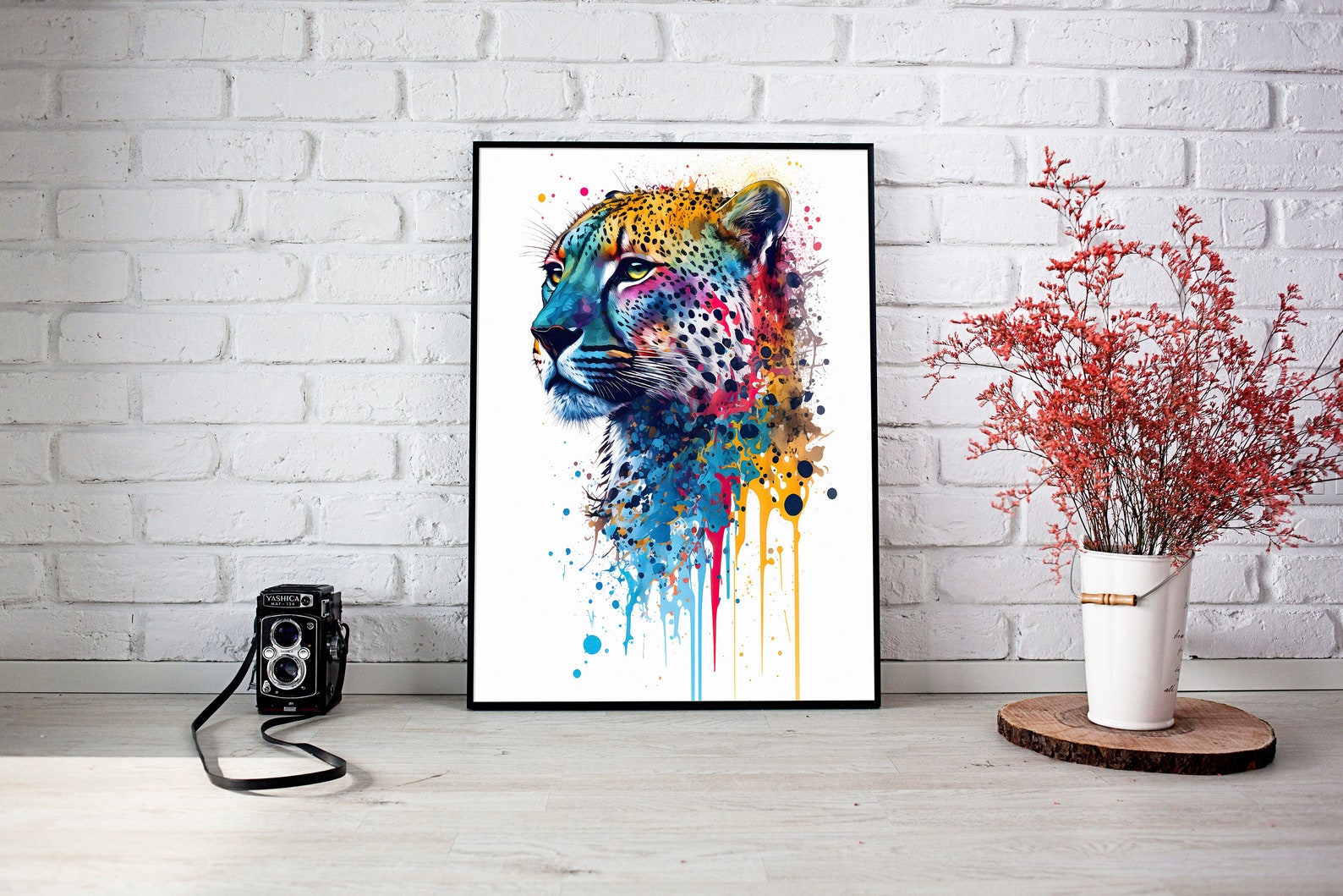Cheetah Watercolor Art Print Colorful Cheetah Painting Safari Animal ...