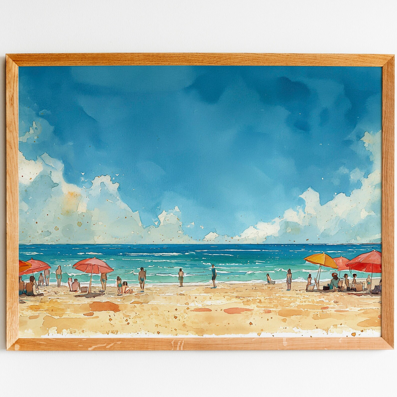 Colorful Beach Painting, Beach Landscape Print, Abstract Coastal ...