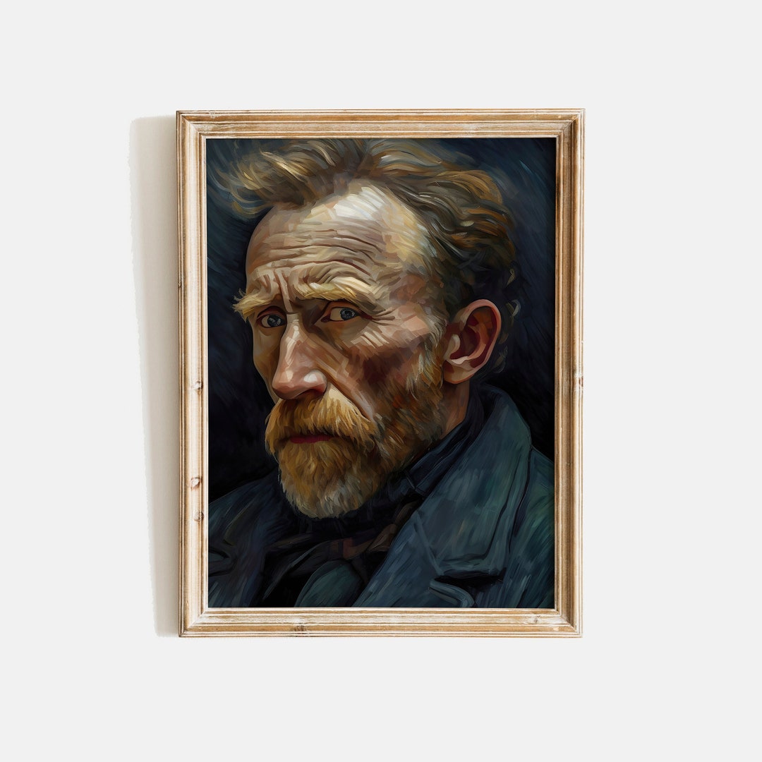 Dark Portrait Painting of a Man, Van Gogh Wall Art, Vintage Portrait ...