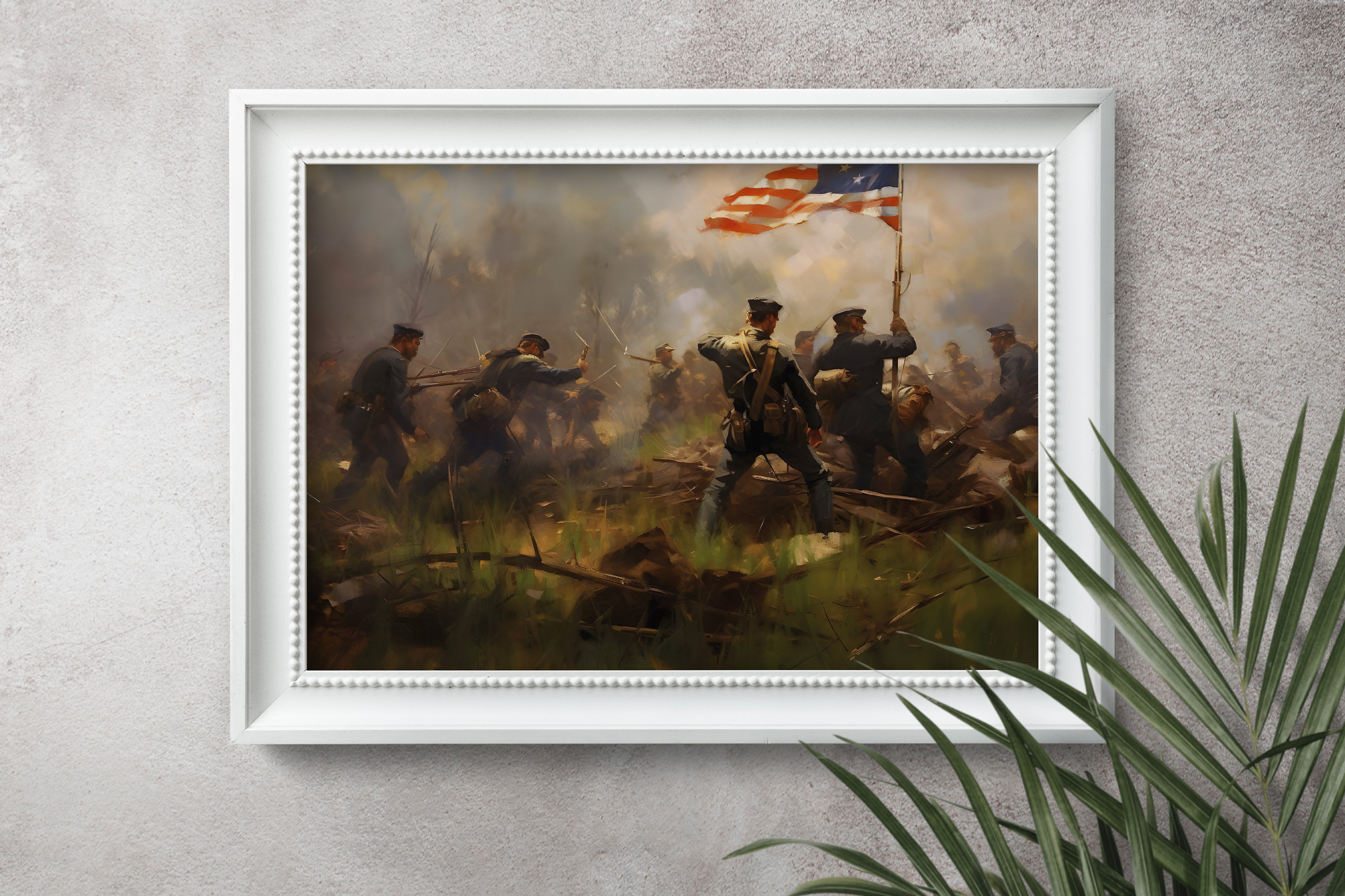 Vintage War Painting, American Battle Wall Art, Civil War American ...