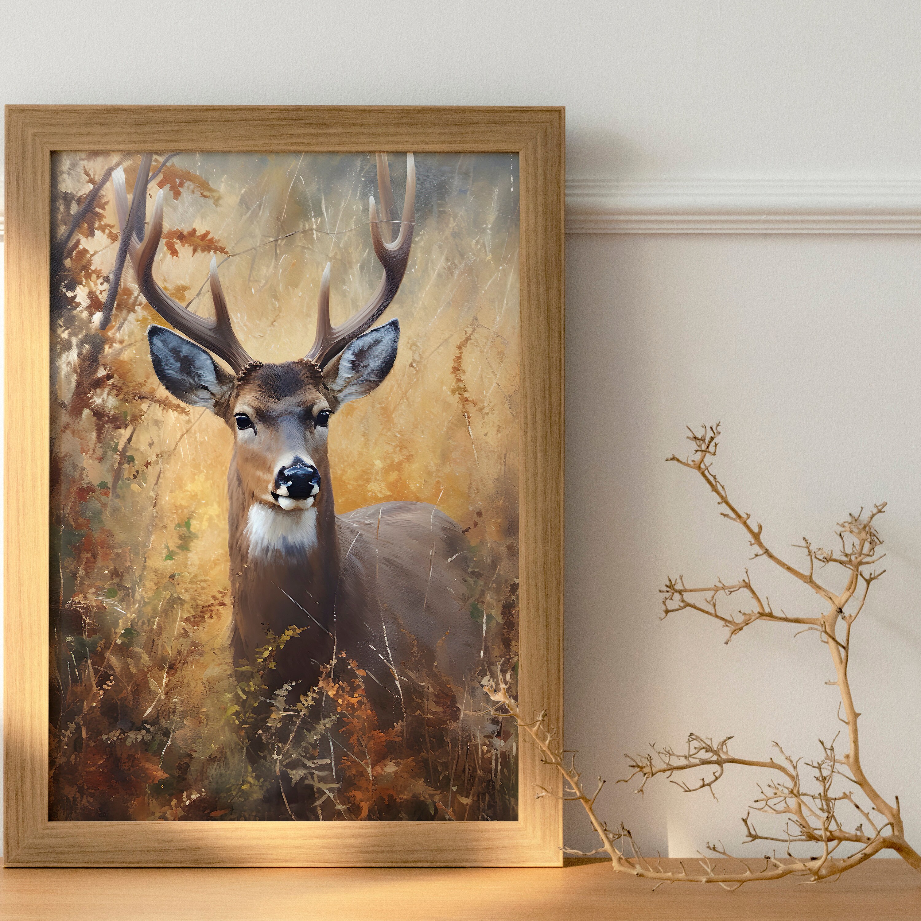 Whitetail Deer Painting, Wildlife Photography, Rustic Deer Painting ...