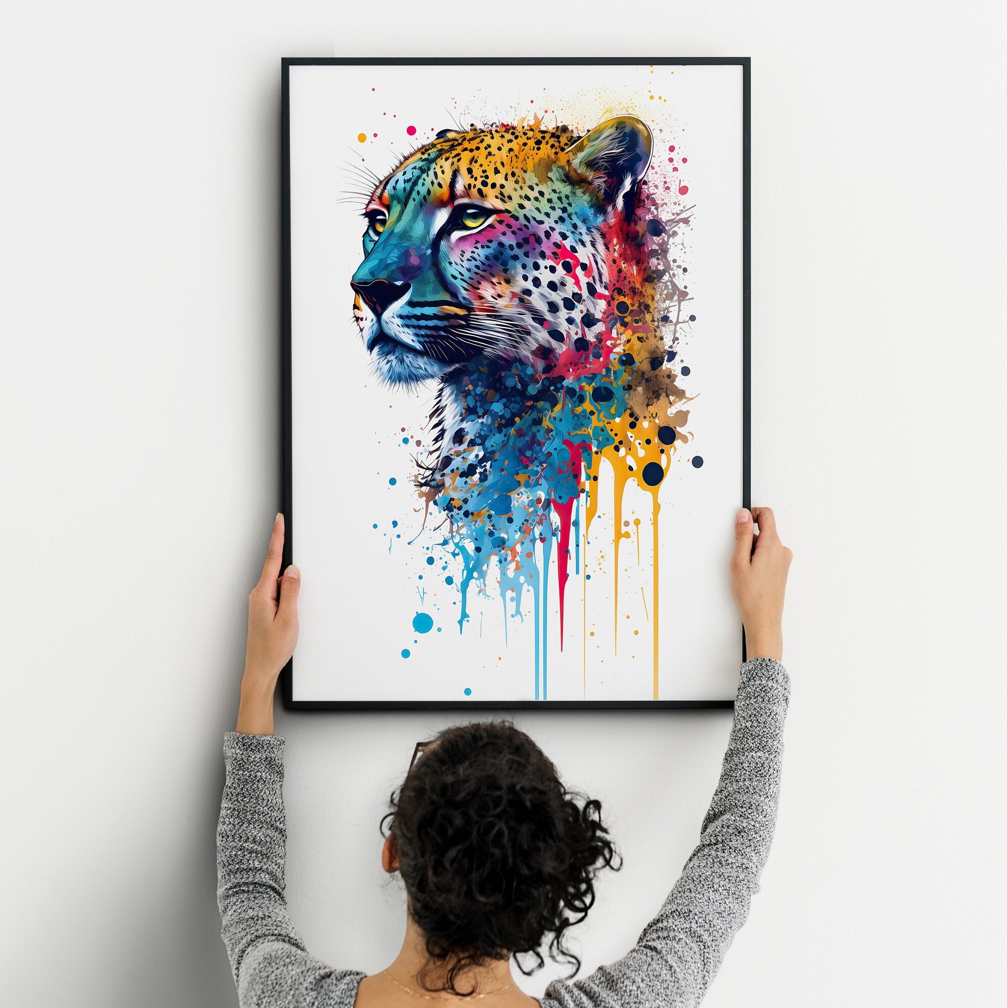 Cheetah Watercolor Art Print Colorful Cheetah Painting Safari Animal ...